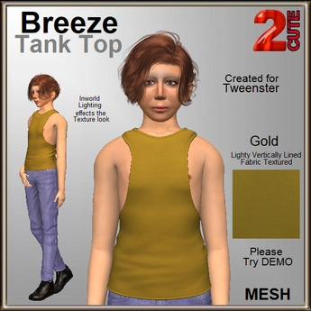 Second Life Marketplace - Breeze Tank Top [2cute] Gold